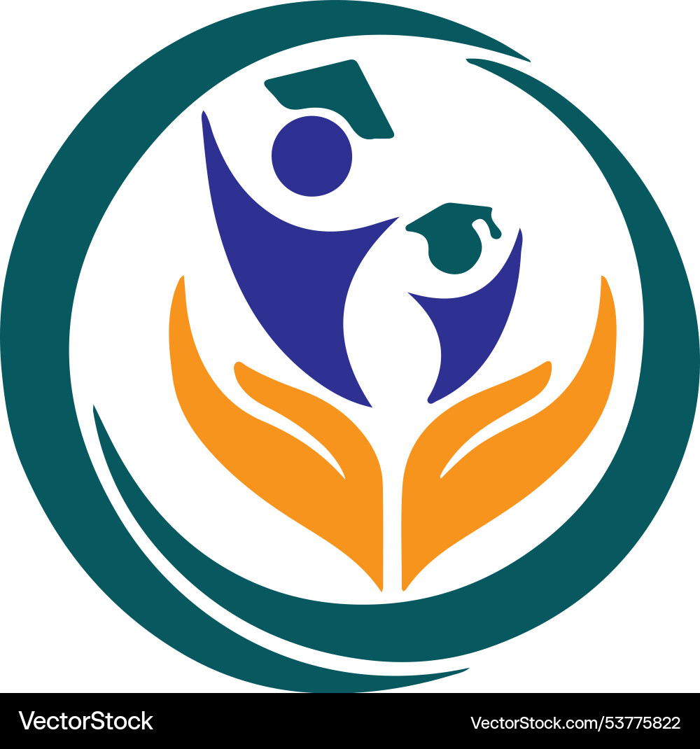 Learning logo design hand educatio round Vector Image