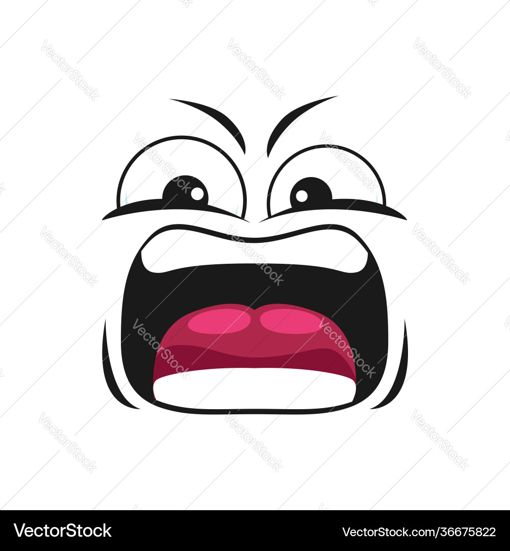 Screaming emoji isolated angry shouting emoticon Vector Image