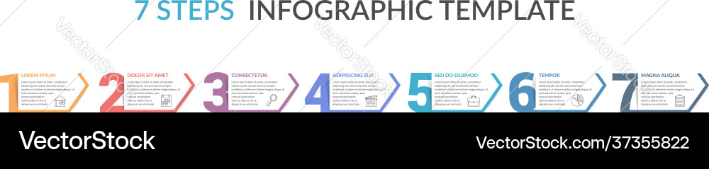 Seven steps infographic template Royalty Free Vector Image