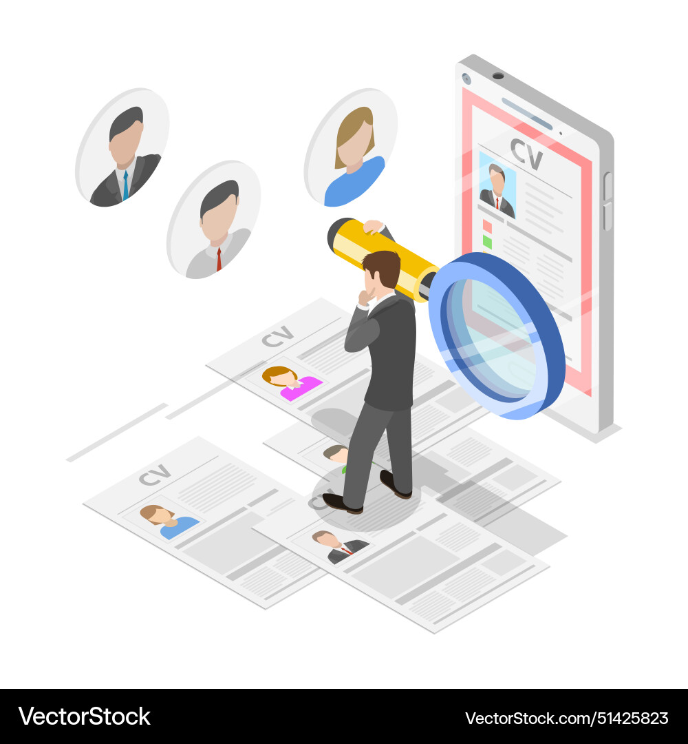 3d isometric flat of hr professionals Royalty Free Vector