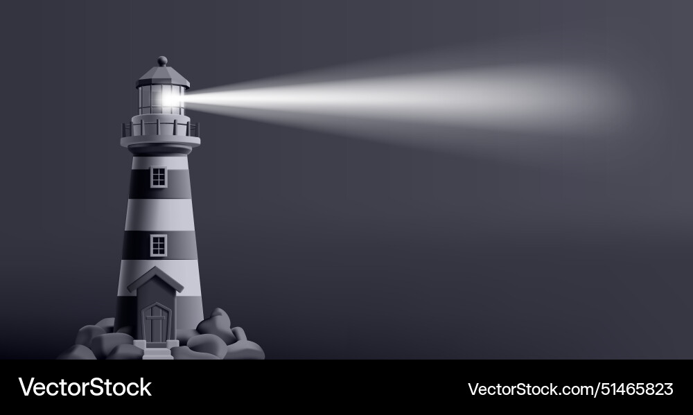 3d render of a lighthouse at night with beacon Vector Image