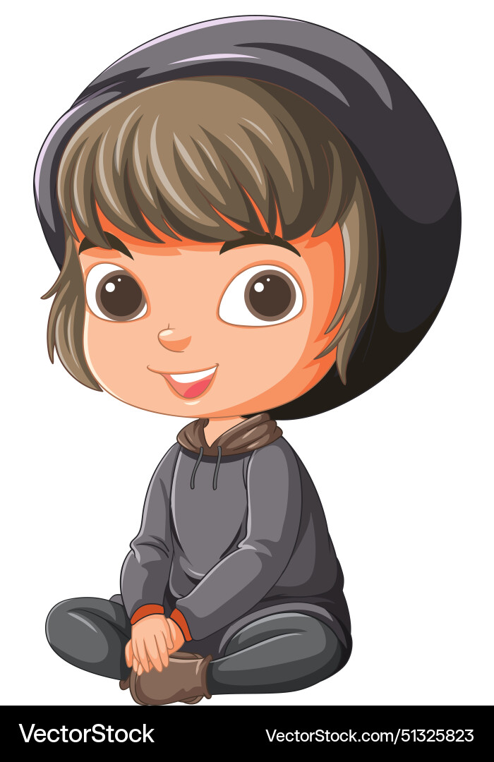 A young boy sitting Royalty Free Vector Image - VectorStock