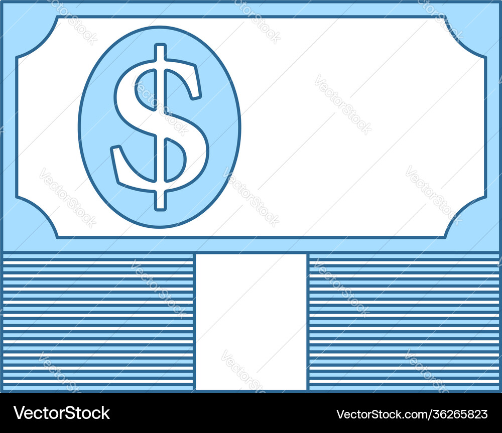 Banknote on top money stack icon Royalty Free Vector Image