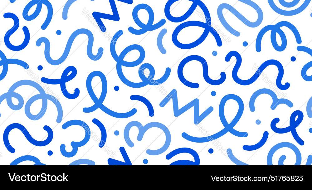 Blue squiggle kids abstract line pattern Vector Image