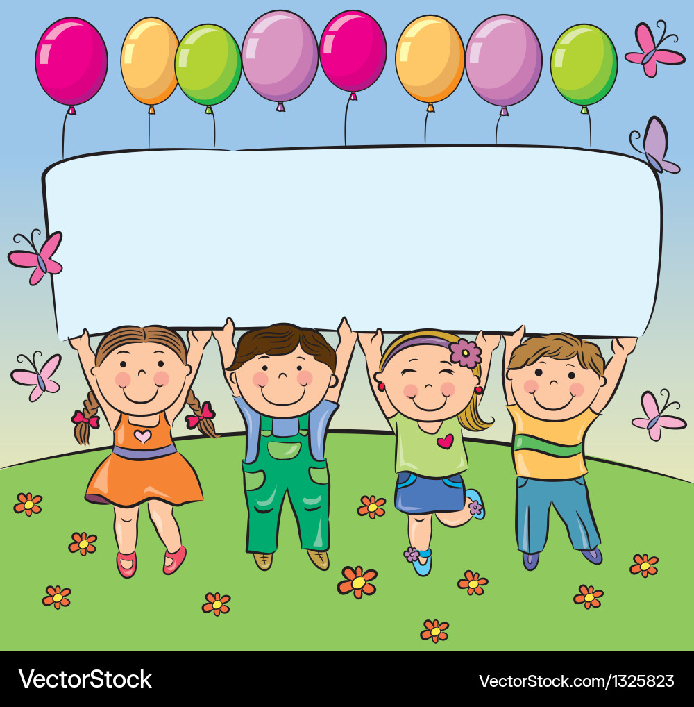 Children Holding Banner Royalty Free Vector Image