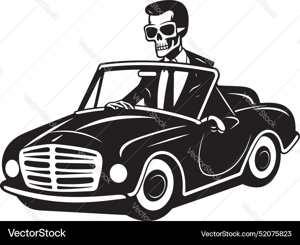 Ghostly glide car with skeleton icon design bone Vector Image