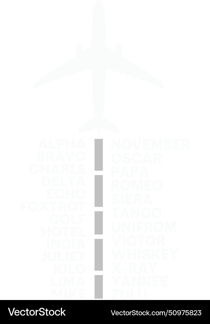 Phonetic alphabet pilot airplane Royalty Free Vector Image