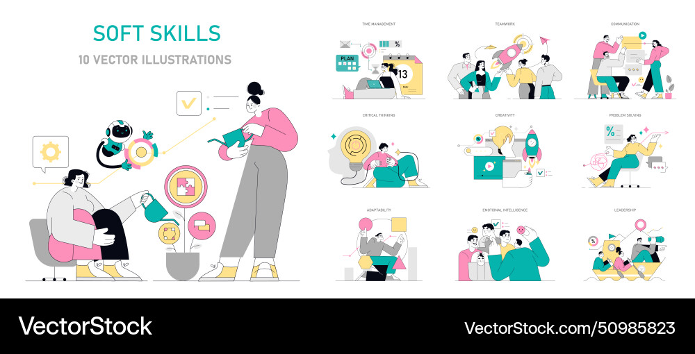 Soft skills flat Royalty Free Vector Image - VectorStock