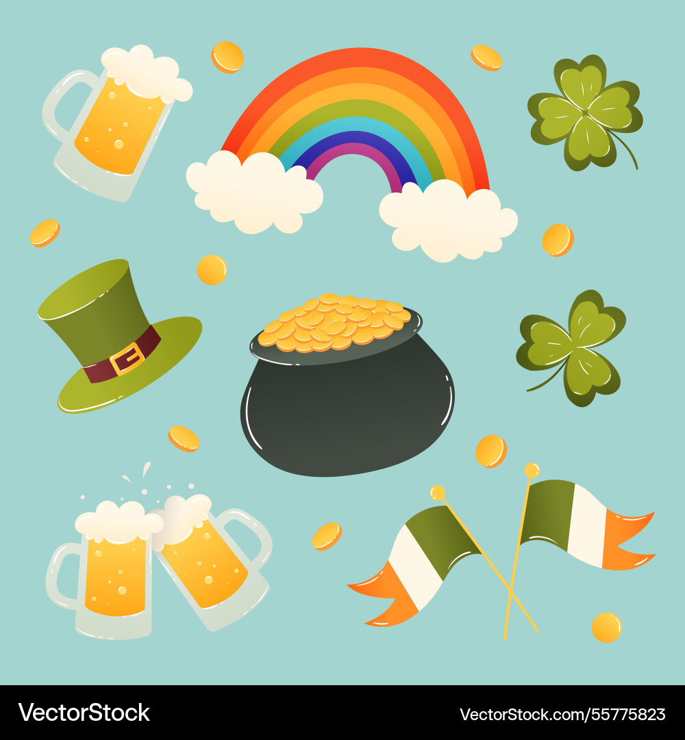 St patricks day element collection Royalty Free Vector Image
