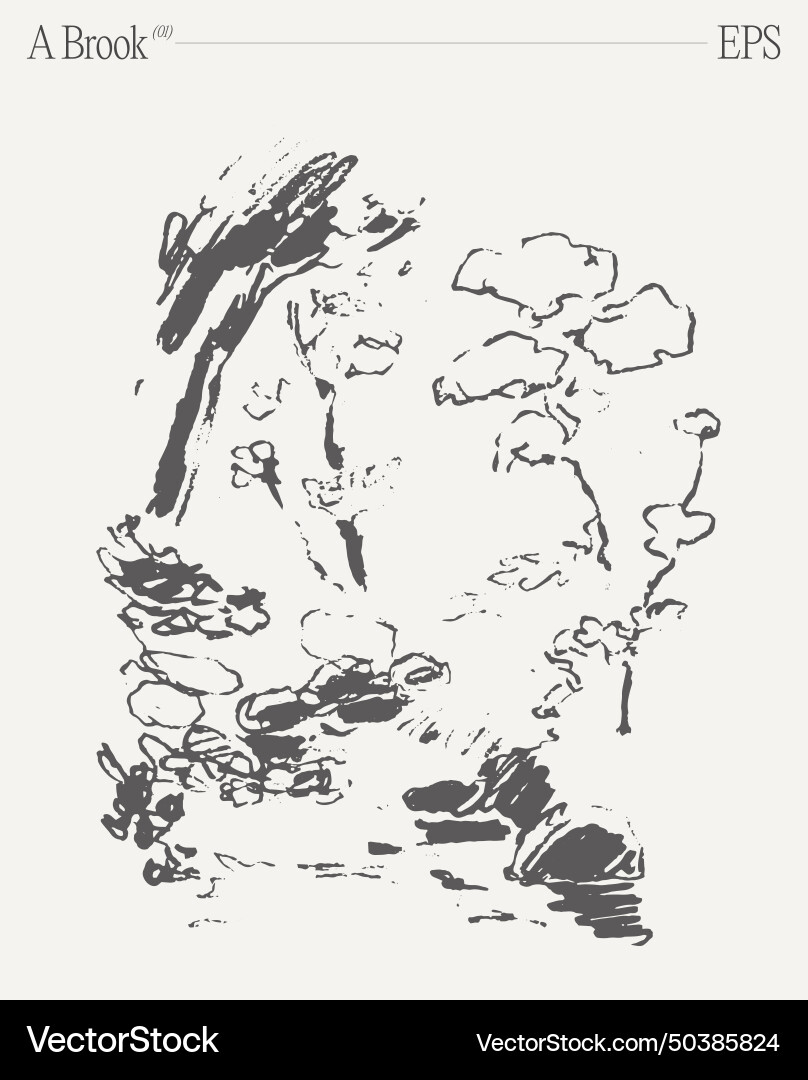A brook in the woods sketch Royalty Free Vector Image