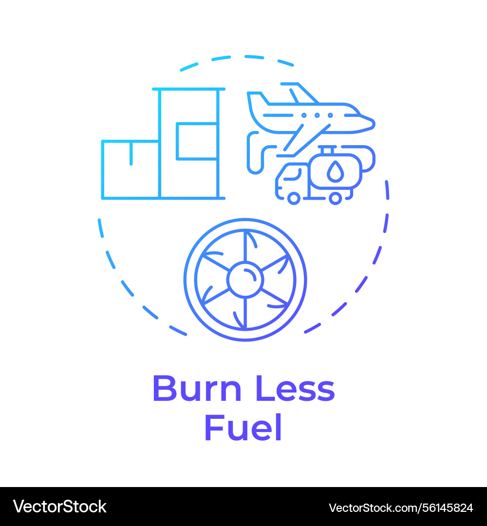 Burn less fuel blue gradient concept icon Vector Image