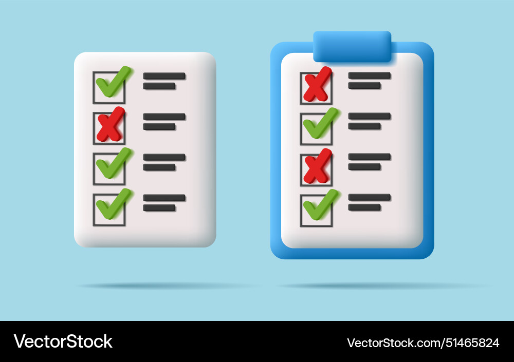 Checklist 3d icon with file and folder paper Vector Image