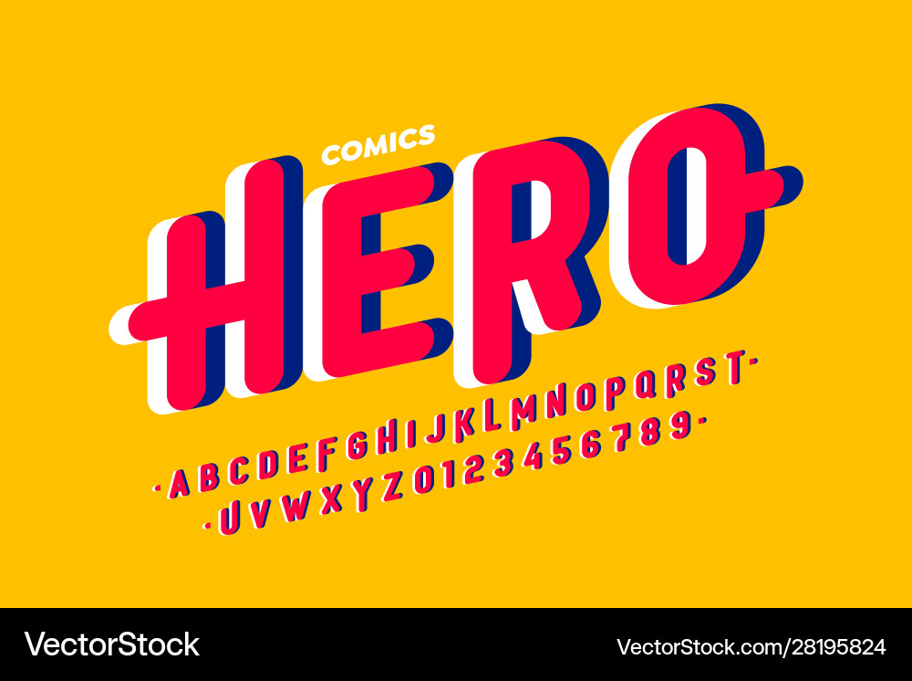 Comics style font super hero alphabet letters Vector Image