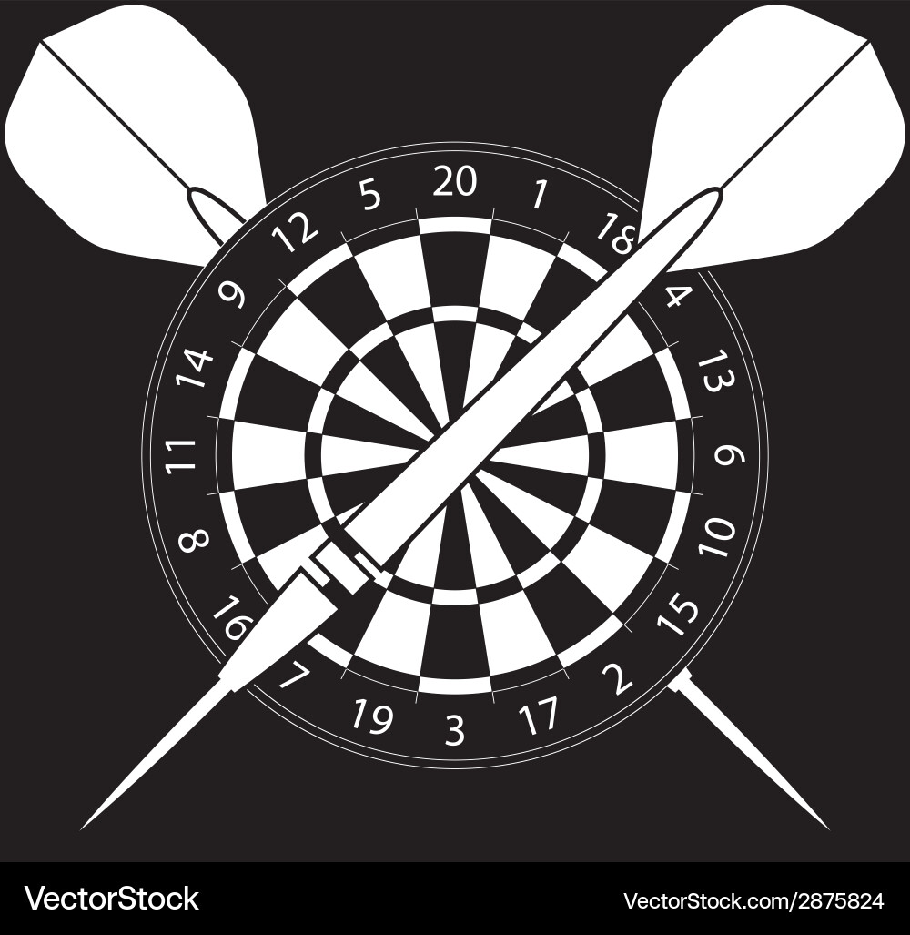 Dartboard with darts on black background Vector Image