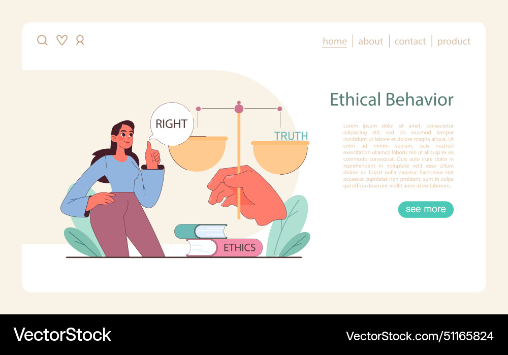 Ethical behavior concept weighing right against Vector Image