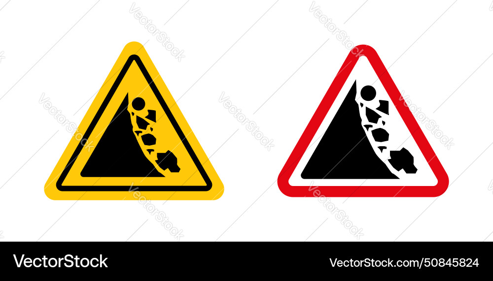 Falling rocks or debris warning road sign icon Vector Image