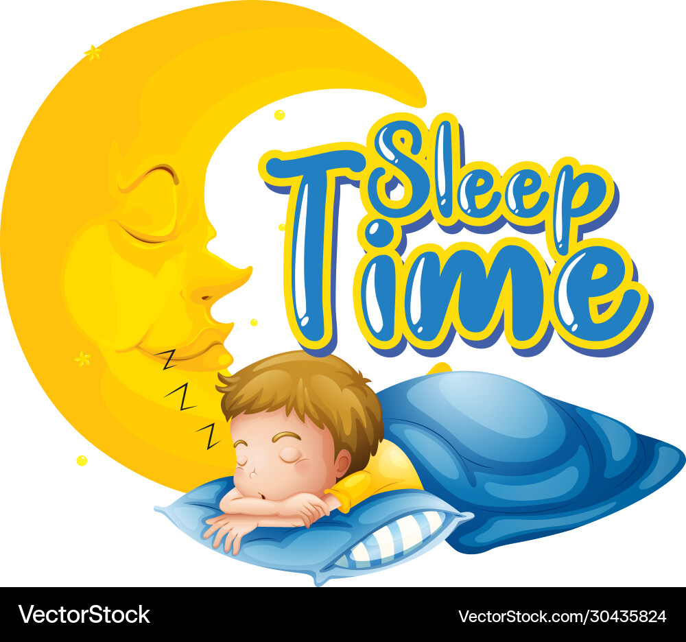 Font design for word sleep time with boy sleeping Vector Image