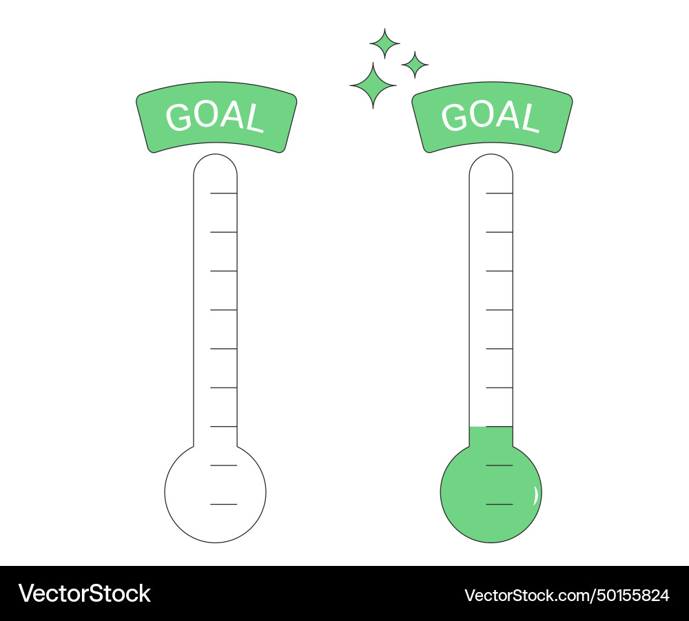 Fundraising goal thermometer set isolated Vector Image