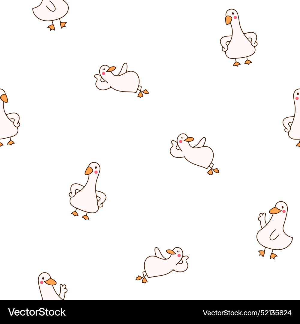 Funny farm duck characters seamless pattern Vector Image