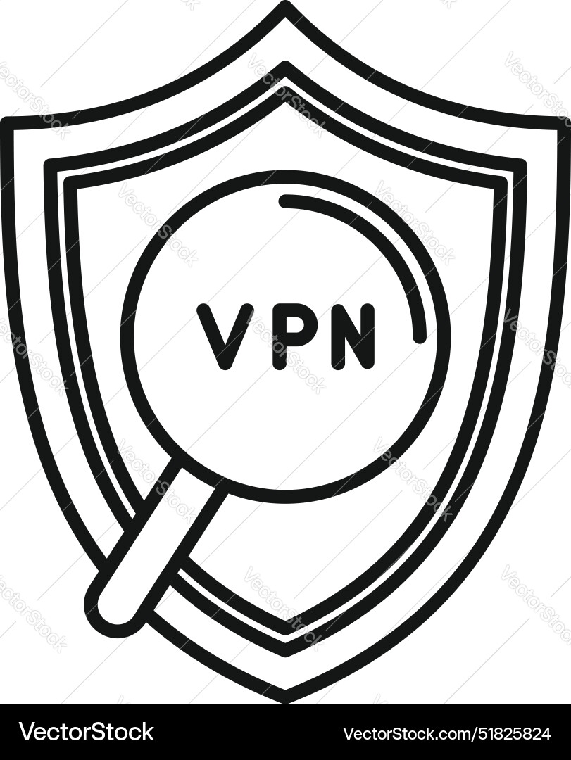 Magnifying glass showing vpn text inside a Vector Image
