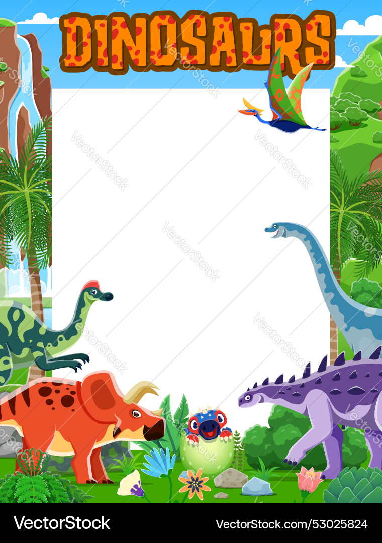 Note pad worksheet with prehistoric dinosaurs Vector Image