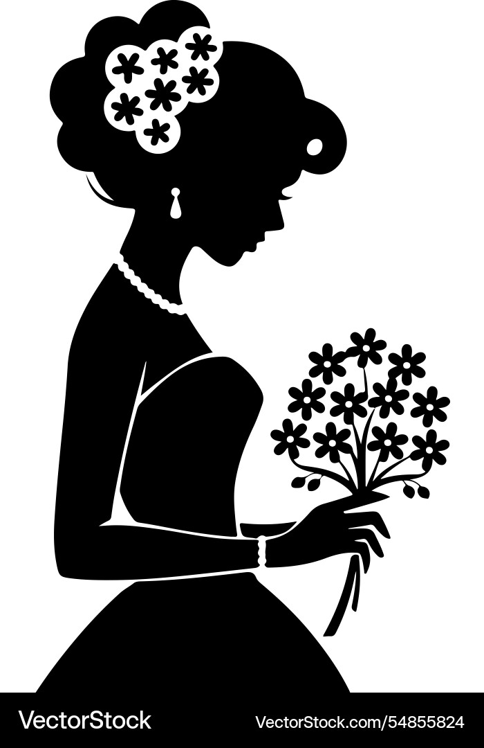 Pretty princess bride silhouette Royalty Free Vector Image