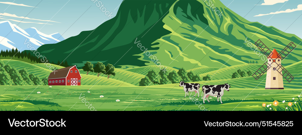 A view of cattle farm Royalty Free Vector Image