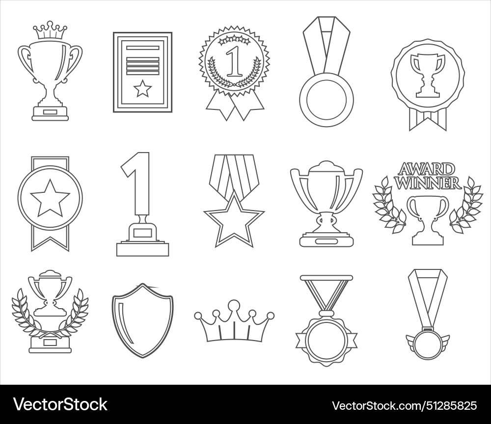 Awards line icons simple outline elements Vector Image