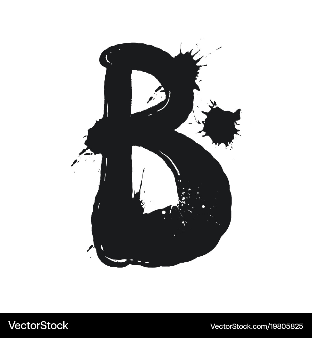 Blot letter b black and white Royalty Free Vector Image