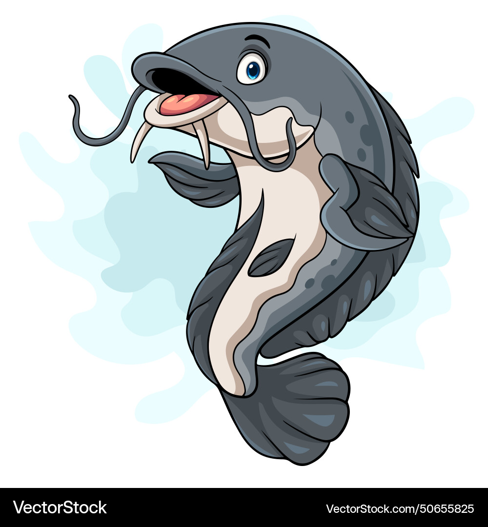 Cartoon happy catfish on white background Vector Image