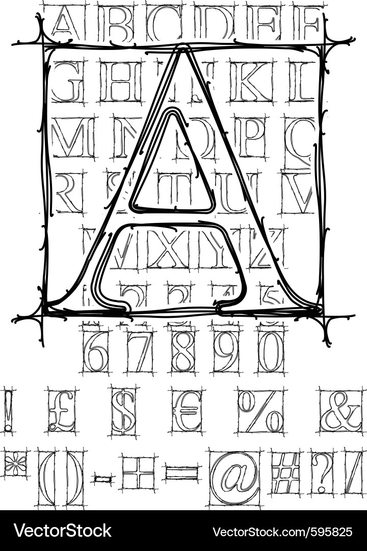 Handwritten Alphabet Sketch Royalty Free Vector Image