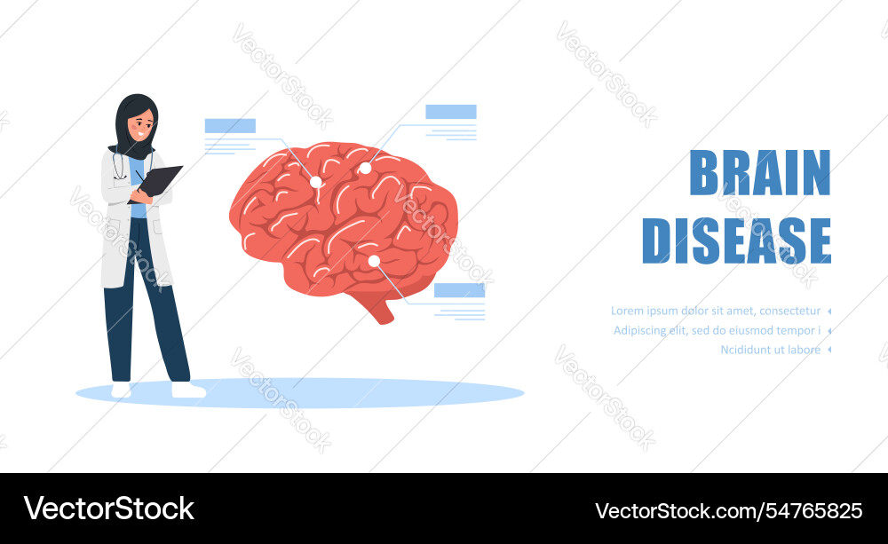 Islamic Woman Examining Brain Scan Royalty Free Vector Image