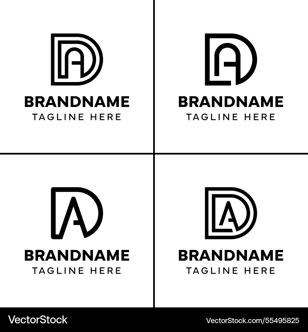 Letters da monogram logo set suitable for any Vector Image