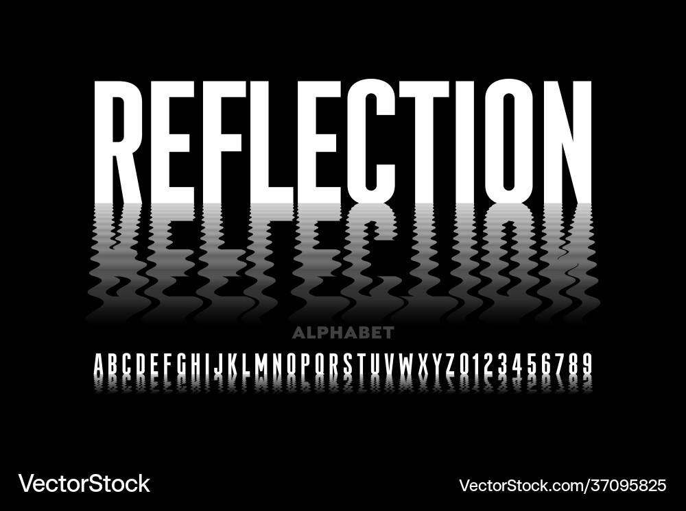 Reflection style font Royalty Free Vector Image
