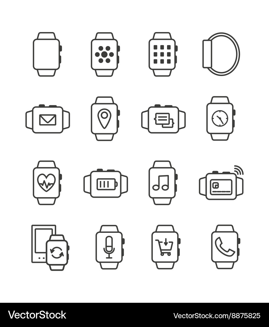 Smartwatch Icon Set Royalty Free Vector Image - VectorStock