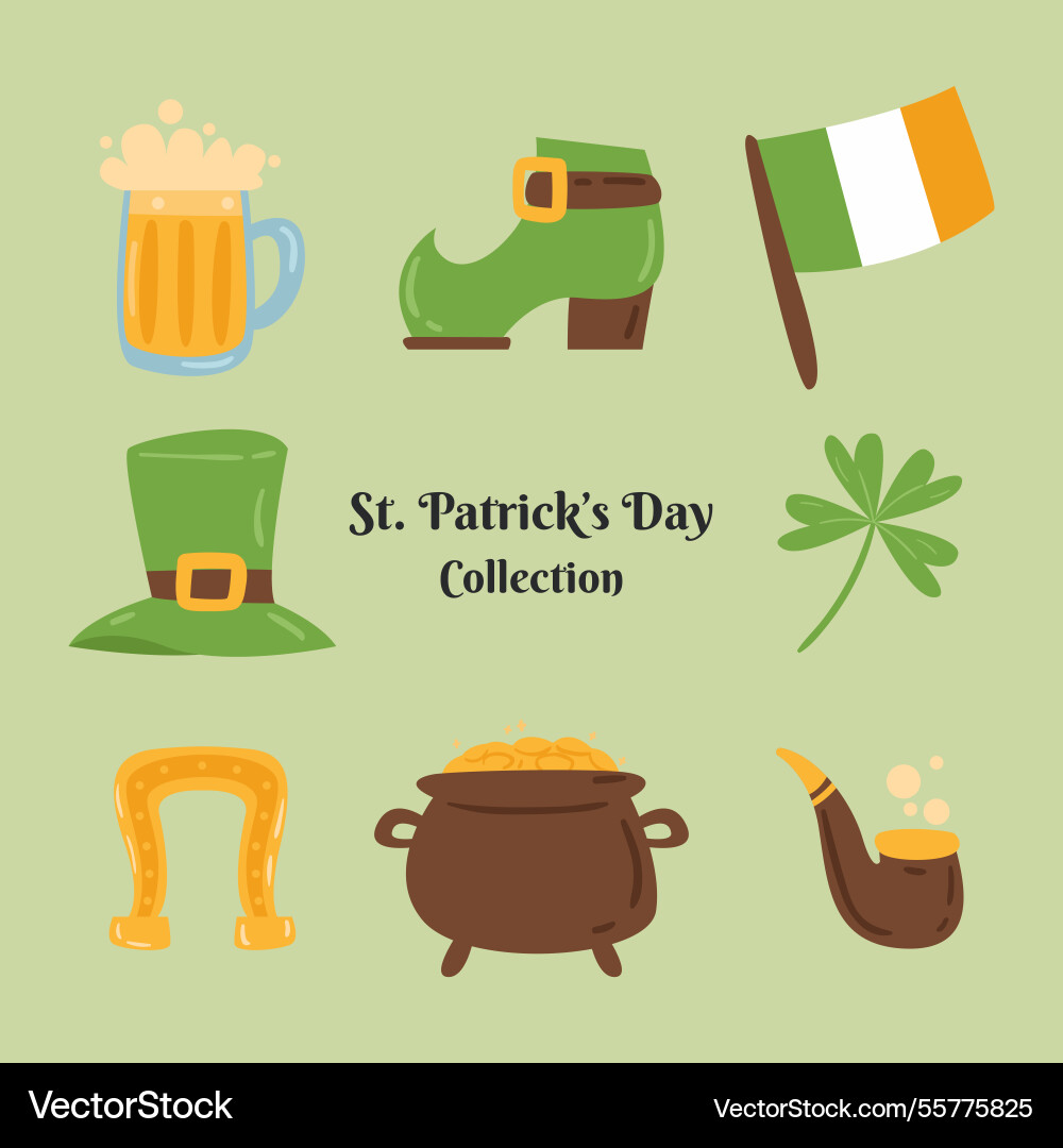 St patricks day element collection Royalty Free Vector Image