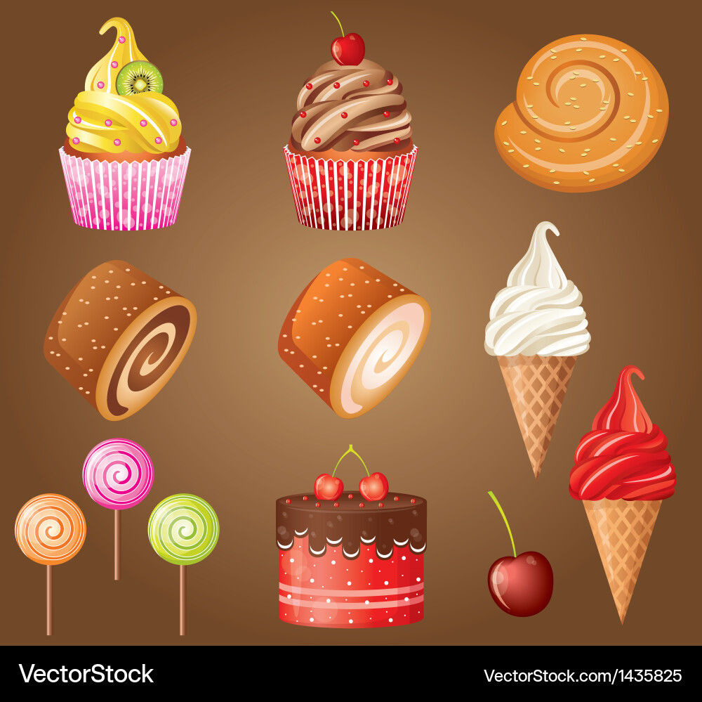 Sweet pastry set Royalty Free Vector Image - VectorStock