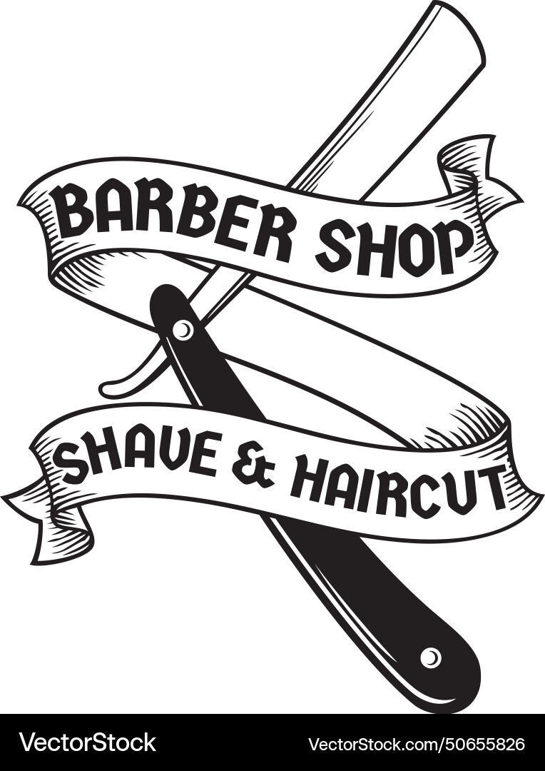 Barber Shop with Shaving Knife Royalty Free Vector Image