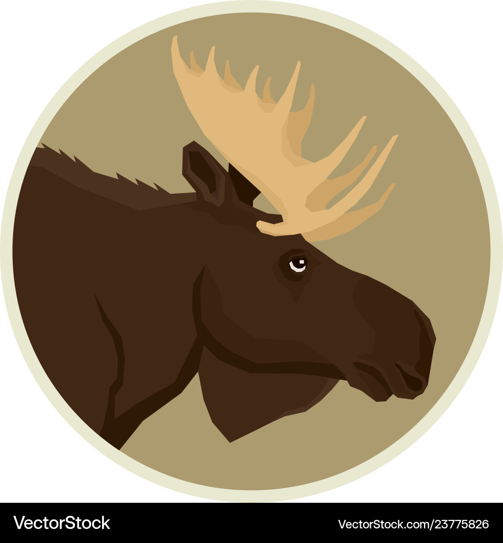 Brown moose forest wildlife round frame animal Vector Image