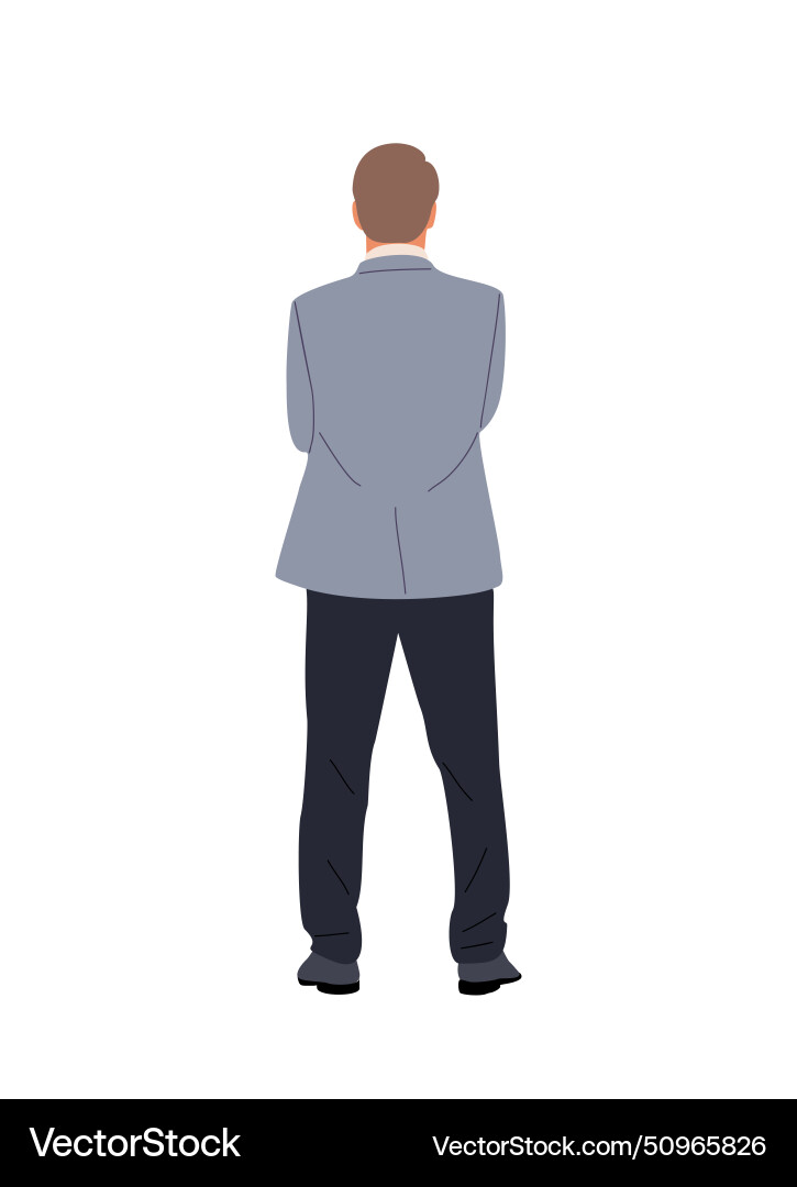 Business man character standing rear view isolated