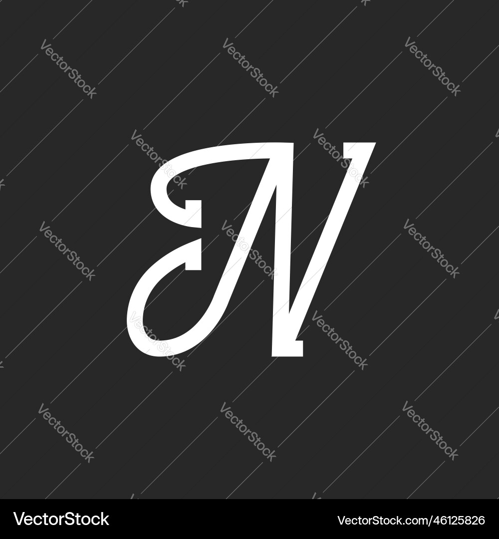 Calligraphic italic font letter n logo monogram Vector Image