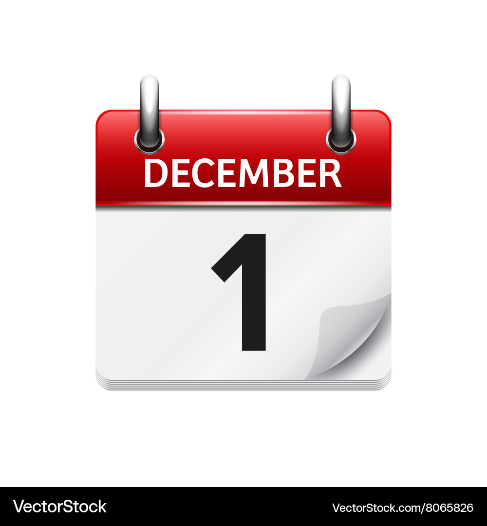 December 1 flat daily calendar icon date Vector Image