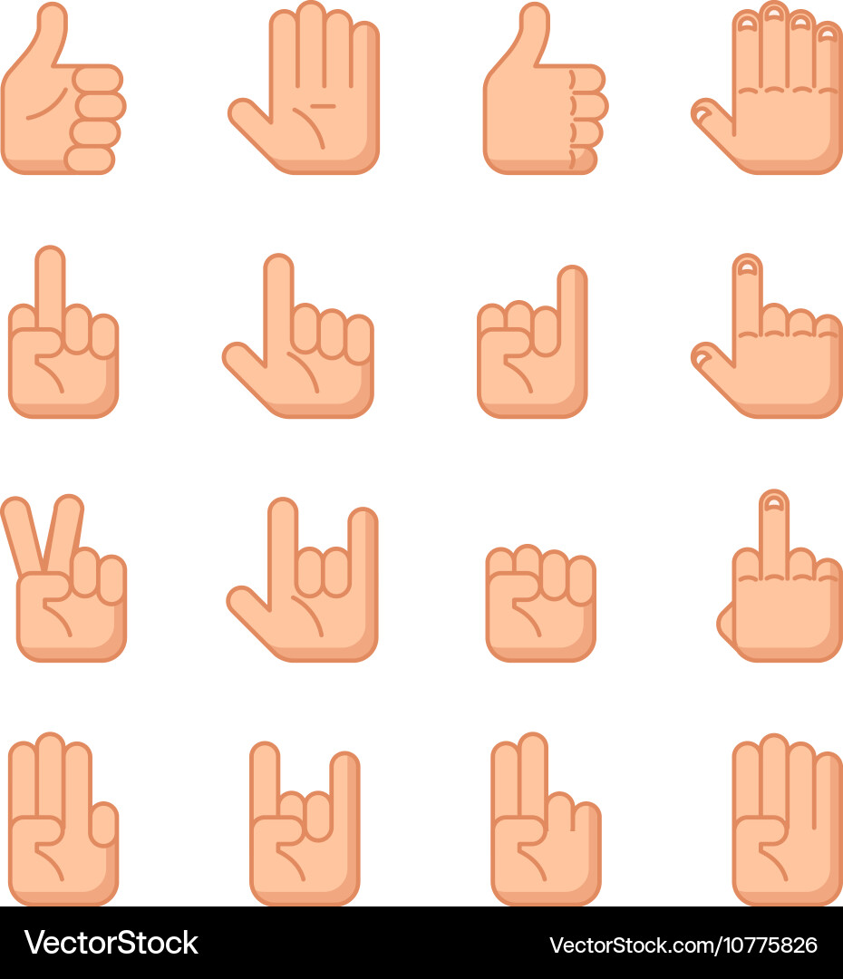 Hand gestures flat signs Royalty Free Vector Image