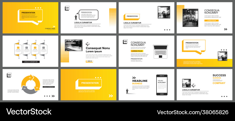 Presentation and slide layout template yellow Vector Image