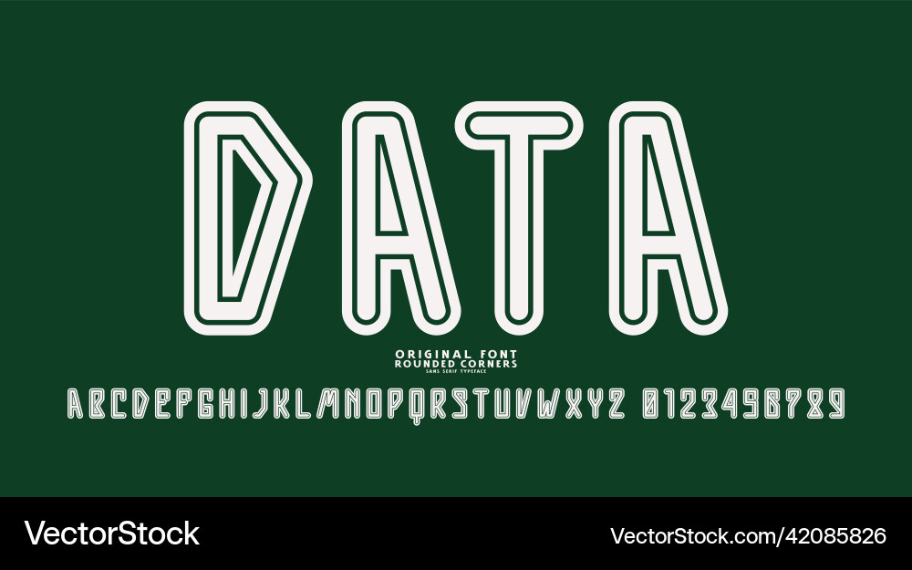 Sans serif font with rounded corners and contour Vector Image