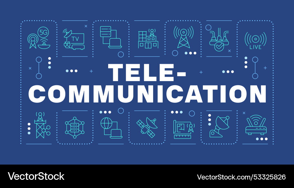 Telecommunication dark blue word concept Vector Image
