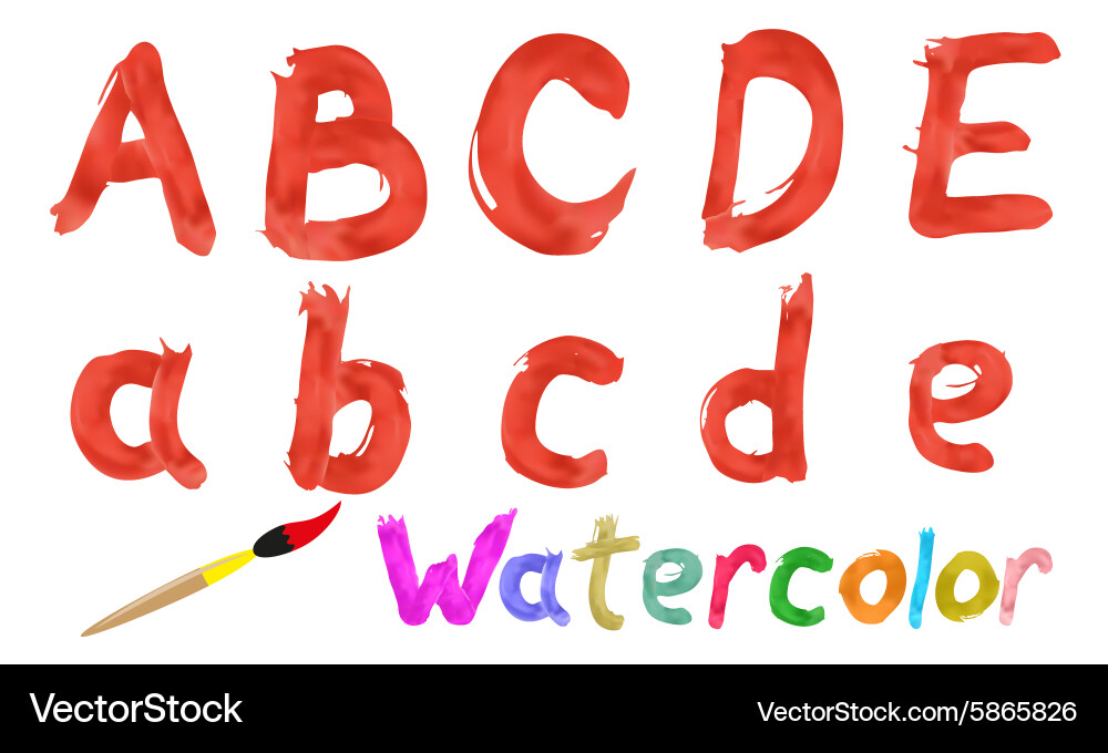 Watercolor font Royalty Free Vector Image - VectorStock