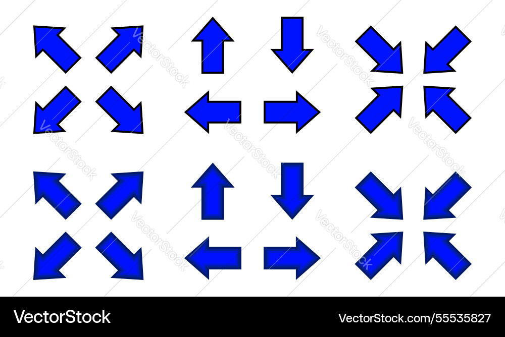 Blue arrow and diagonal sign for map Royalty Free Vector