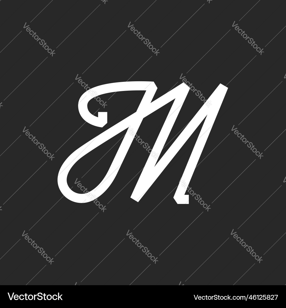 Calligraphic italic font letter m logo monogram Vector Image