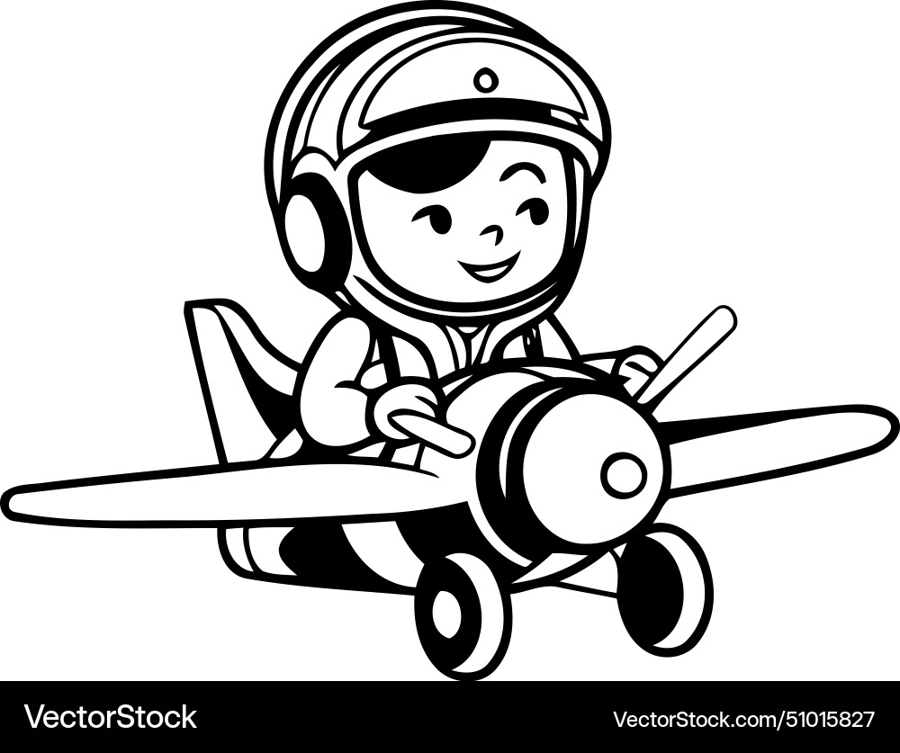 Cartoon pilot with airplane design element Vector Image